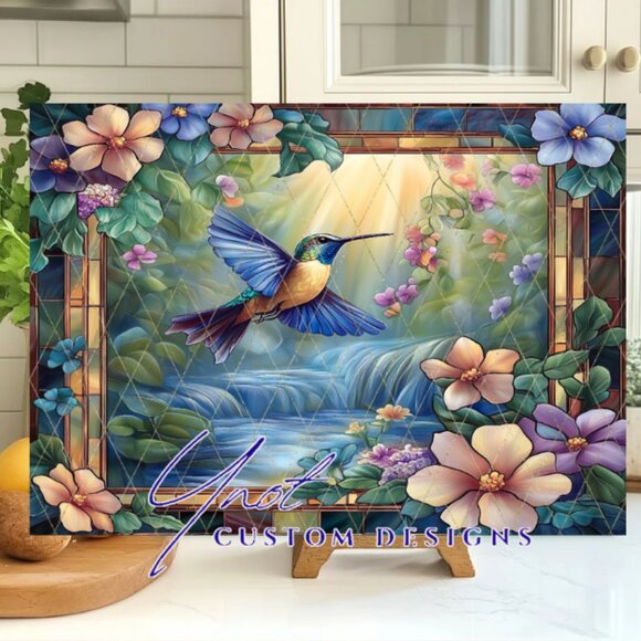 Hand Crafted | Kitchen | Hummingbird Glass Cutting Board | Poshmark